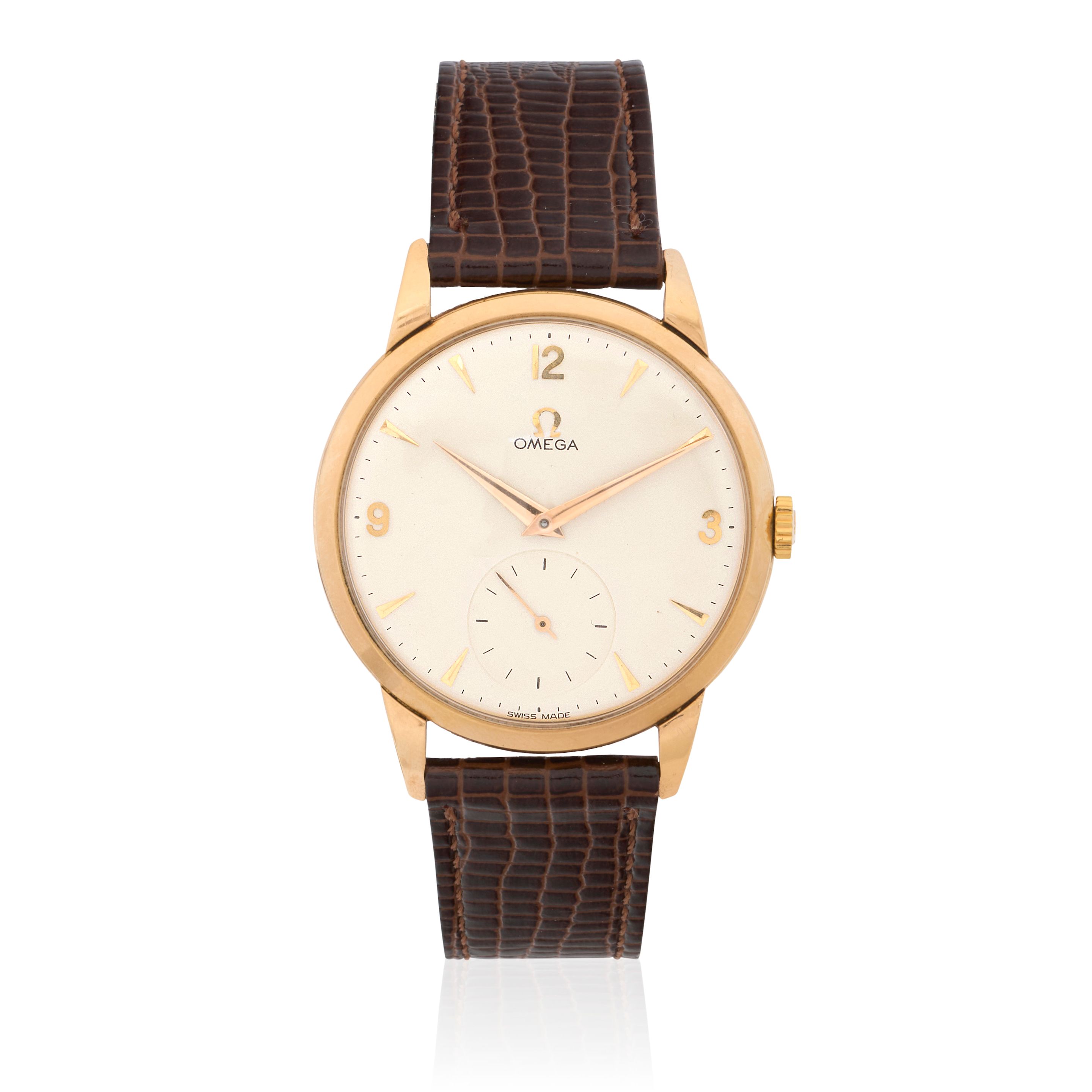 Bonhams : Omega. An 18K rose gold manual wind wristwatch Ref 2685 ...