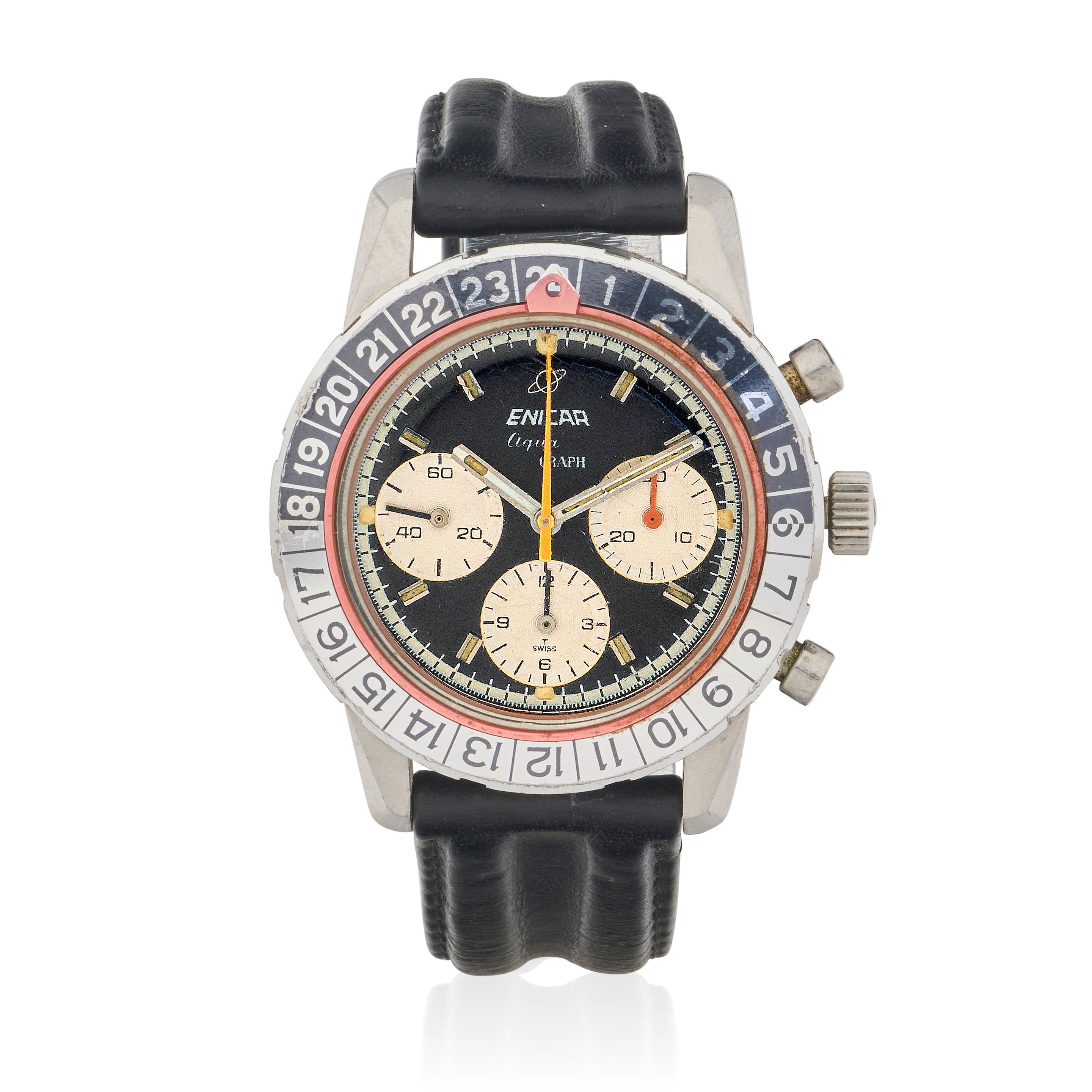 Bonhams : Enicar. A stainless steel manual wind chronograph wristwatch ...
