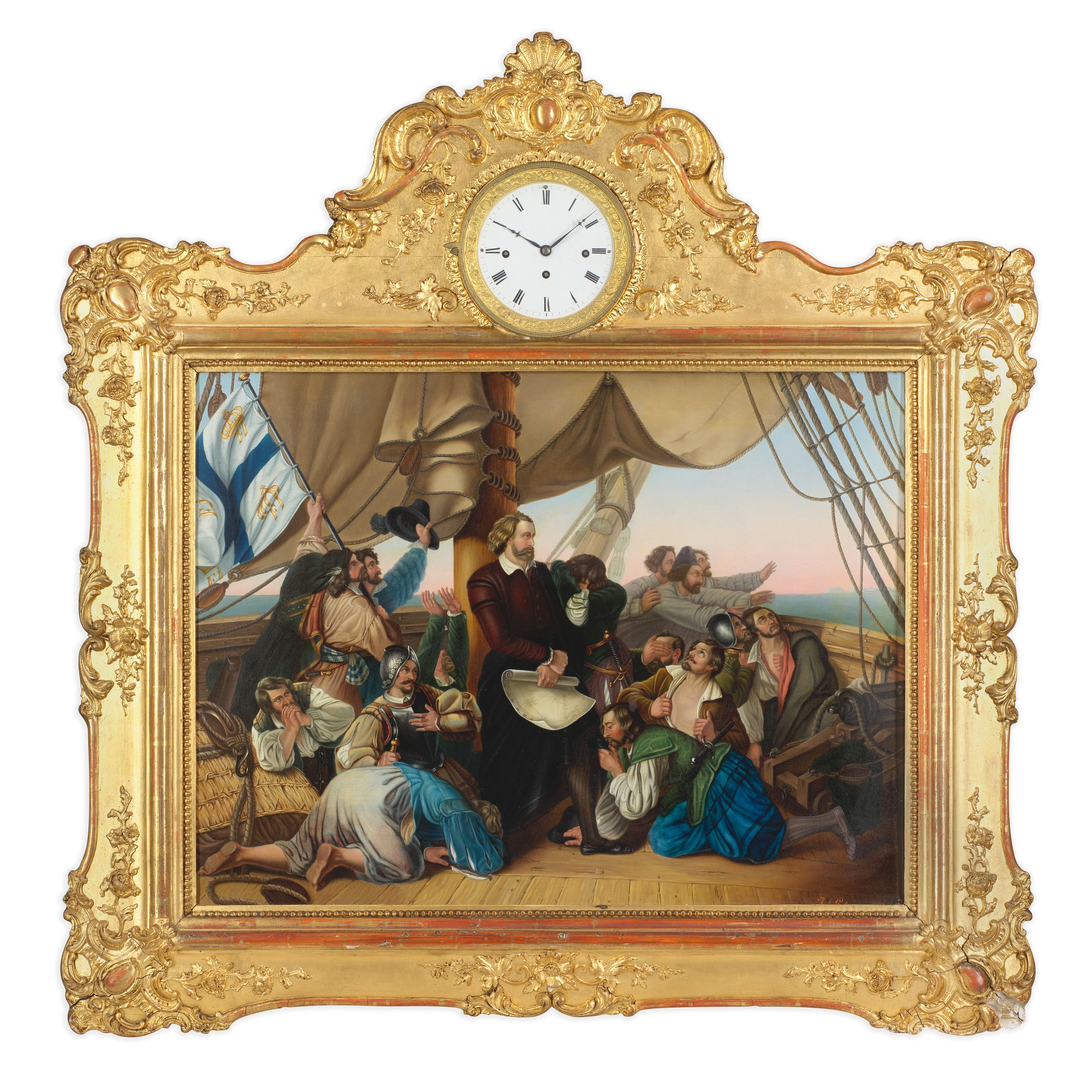 Bonhams : A 19th century Austrian musical picture clock depicting a ...
