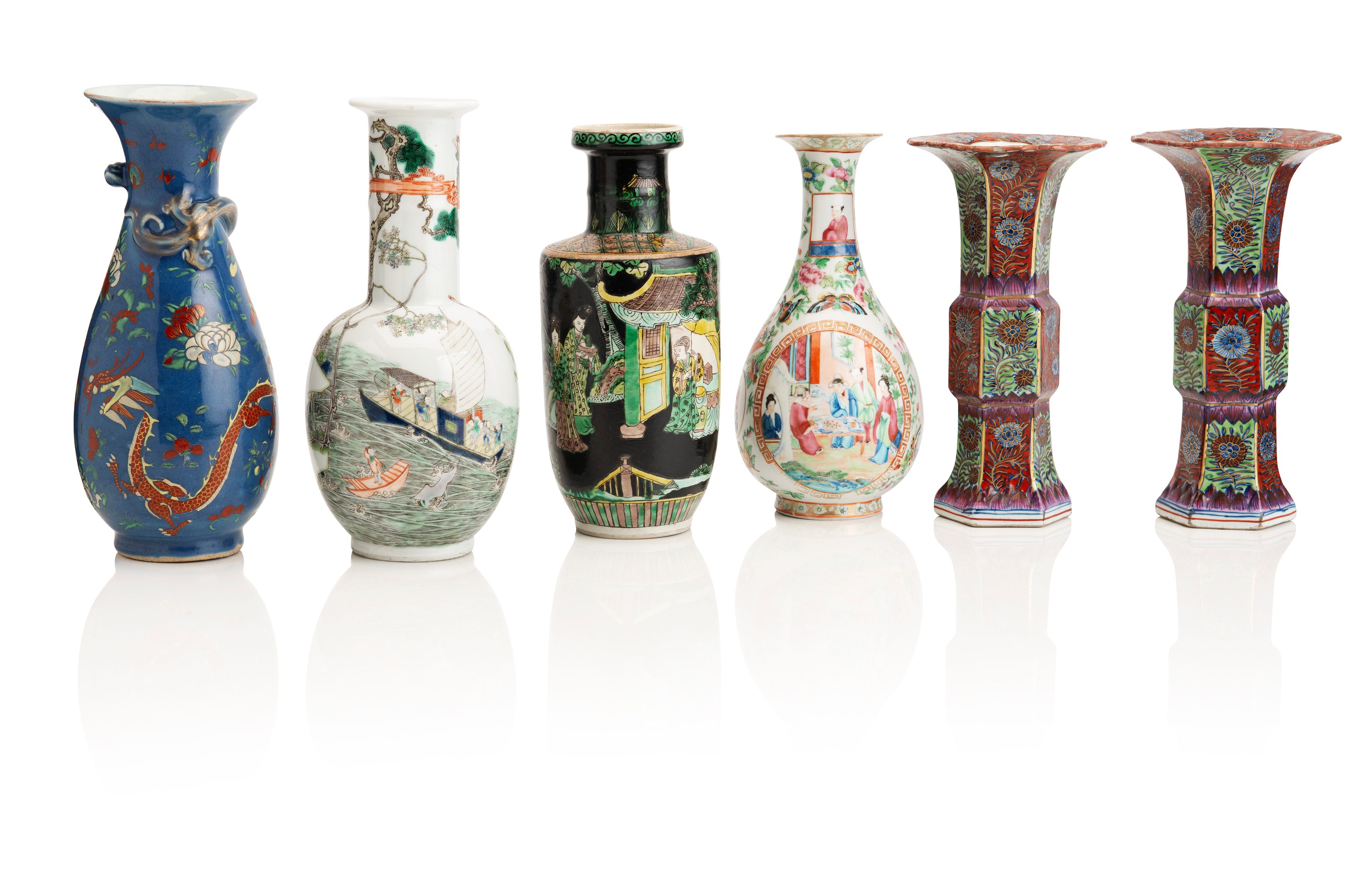Bonhams : A collection of Chinese polychrome vases Mostly 19th century (6)