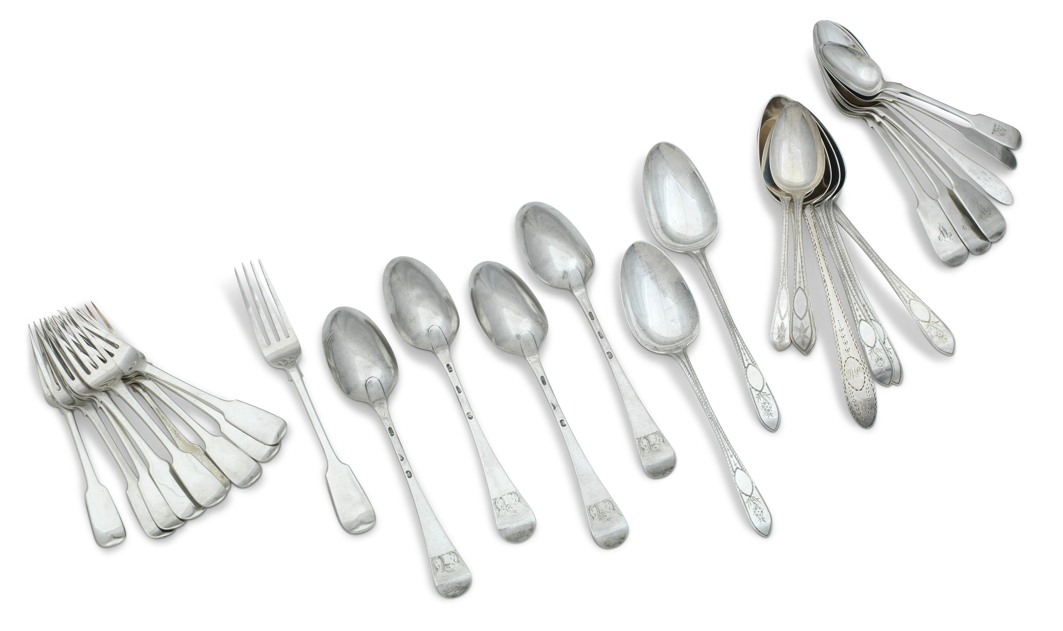 Bonhams : A collection of Irish flatware George III and later